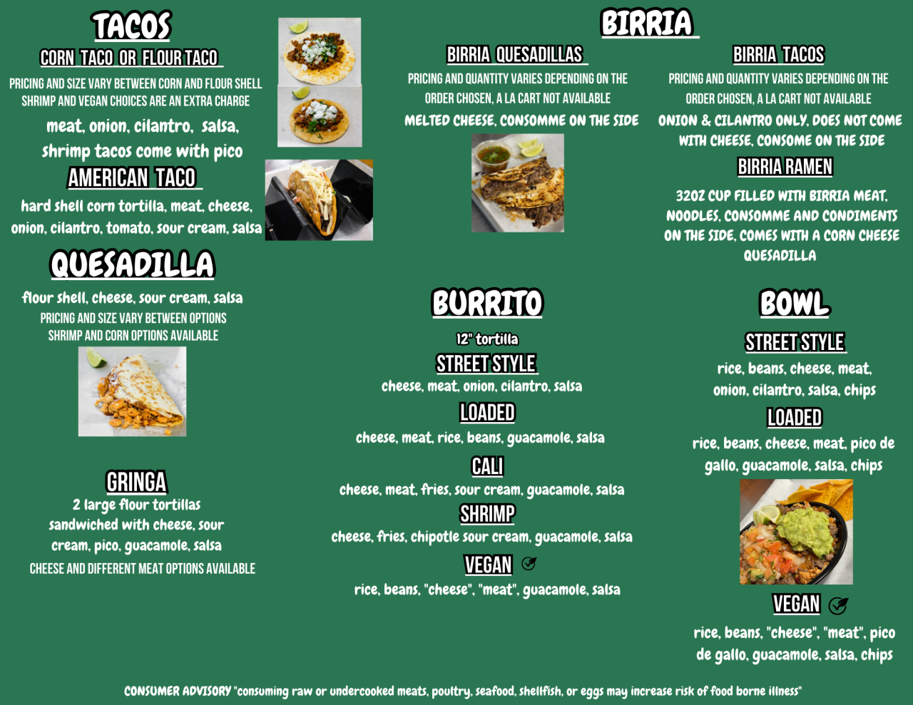 Menu | The Taco Bros