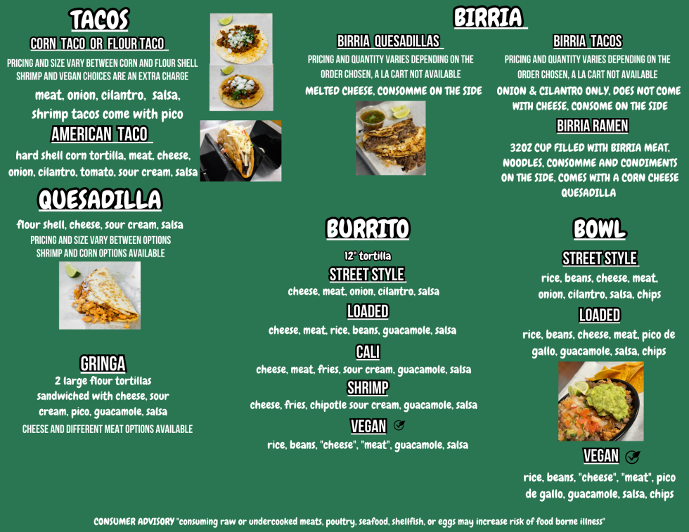 Menu | The Taco Bros